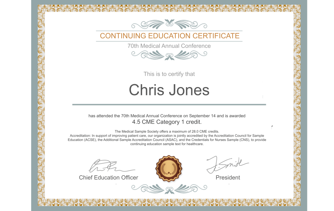 CE Credit Certificates Integrated in Conference App and Planner